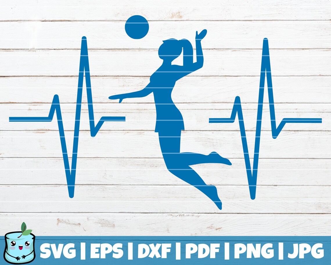 Volleyball Heartbeat SVG Cut File commercial use instant | Etsy