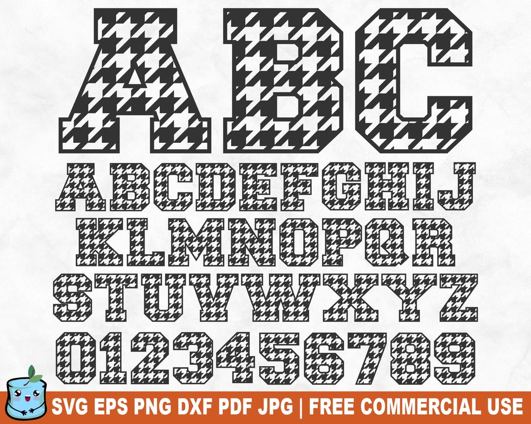 Houndstooth Alphabet and Numbers SVG Cut File, Jagged Check Letters for ...