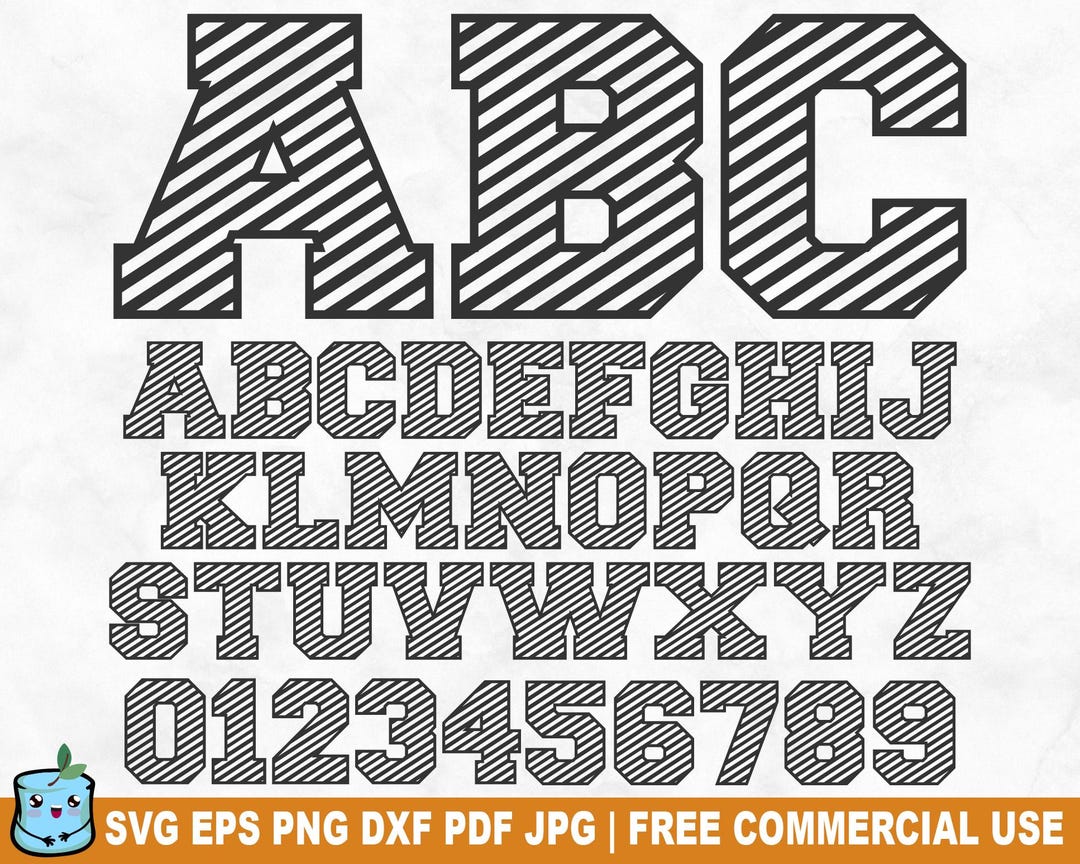 Stripe Alphabet and Numbers SVG Cut File, Stripe Letters for Cricut ...