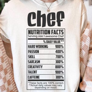 Chef Nutrition Facts PNG SVG Cut File, Funny Chef Gift Svg for Cricut ...