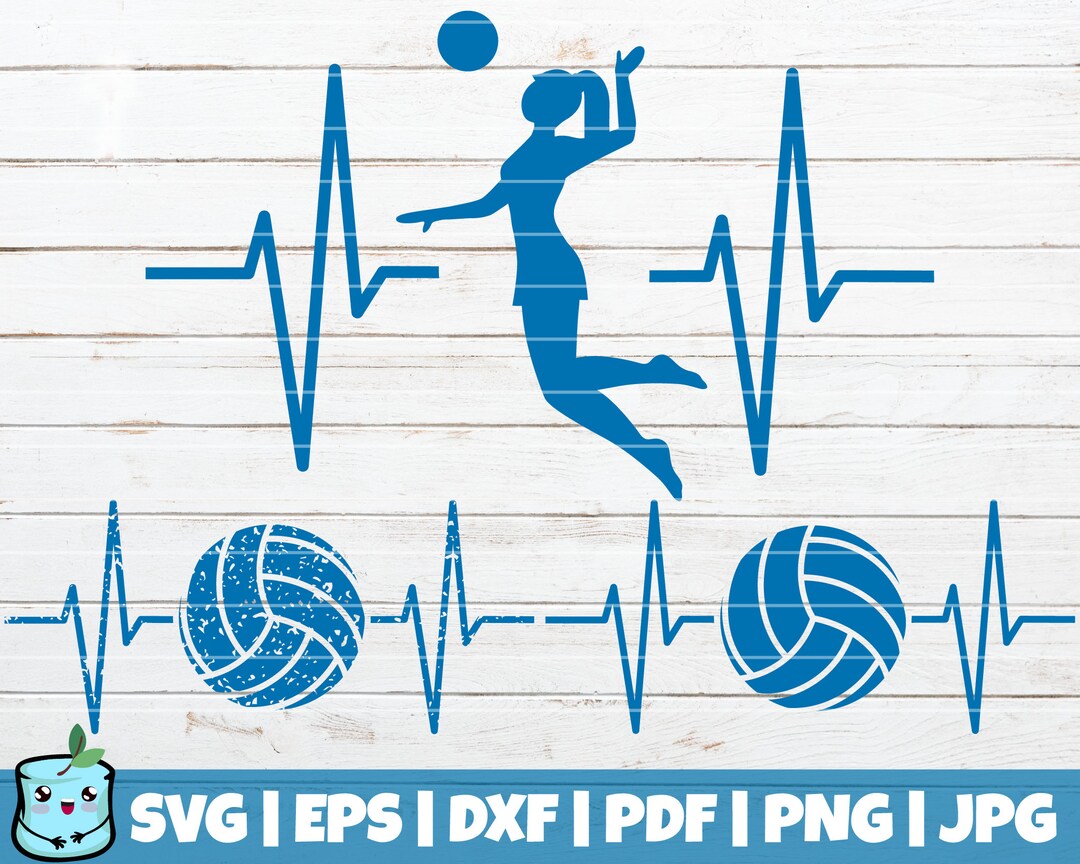 Volleyball Heartbeat SVG Cut File Commercial Use Instant Download SVG ...