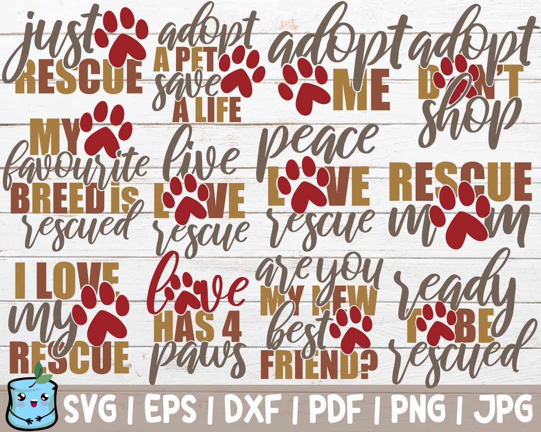 Pet Rescue SVG Bundle Rescued SVG Cut File Instant Download Commercial ...
