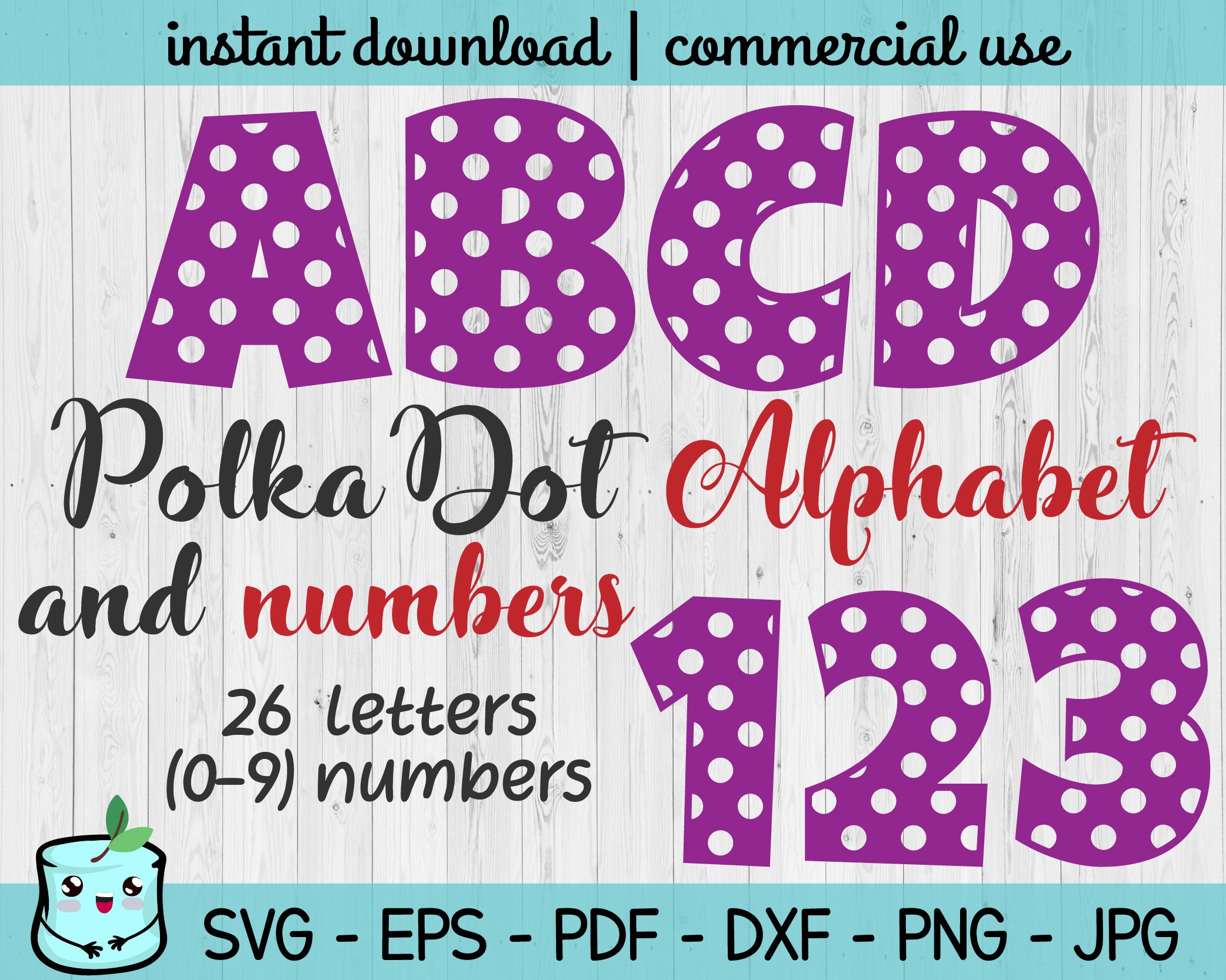 Polka Dot Alphabet and Numbers SVG Cut File Dotted Font - Etsy Canada