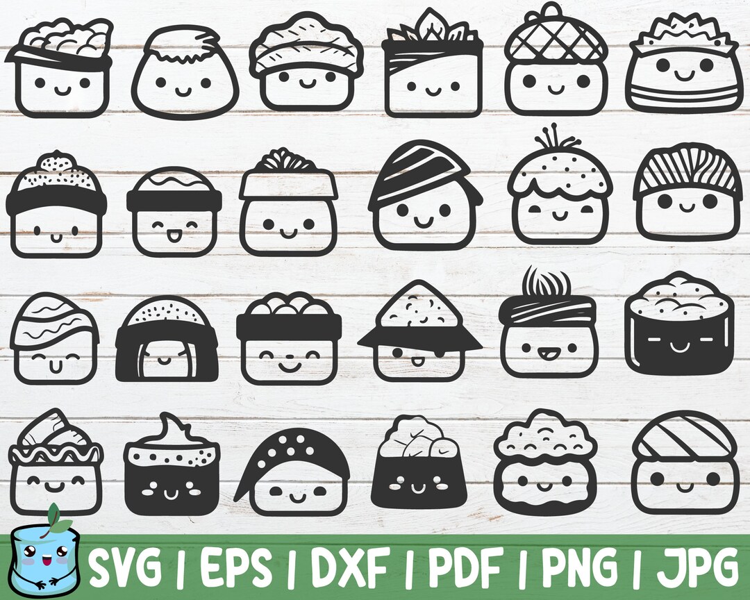 Kawaii Sushi SVG Bundle Sushi Lover SVG Cut File Asian Cuisine Instant ...