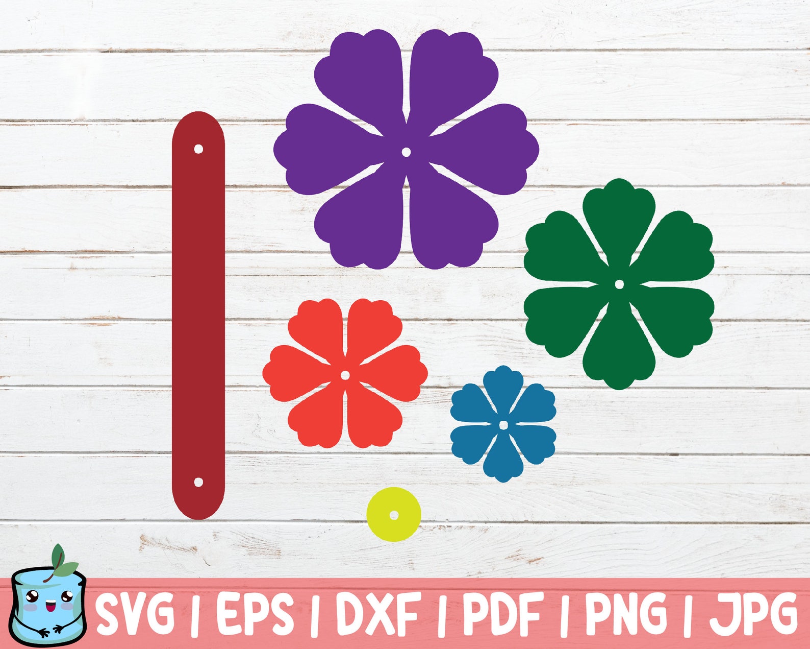 Flowers Key Fob SVG Bundle, Flowers Keychains SVG Cut File Diy Template ...