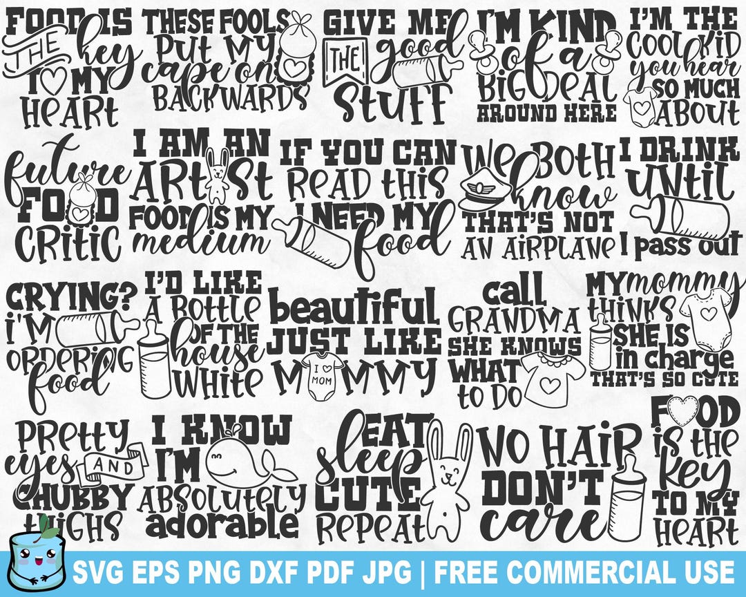 Baby Bib SVG Bundle, Funny Cute Baby Bib SVG Cut File for Cricut ...