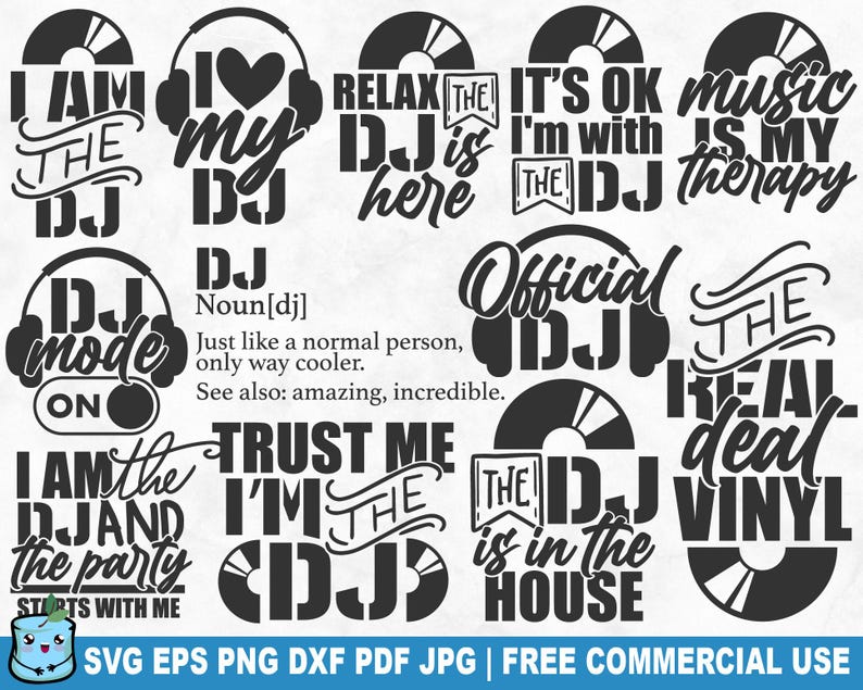Dj SVG Bundle, Funny Dj Music Vinyl Clubbing SVG Cut File for Cricut ...
