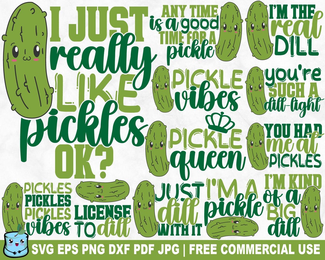 Pickles SVG Bundle, Funny Kawaii Pickles Humour SVG Cut File for Cricut ...