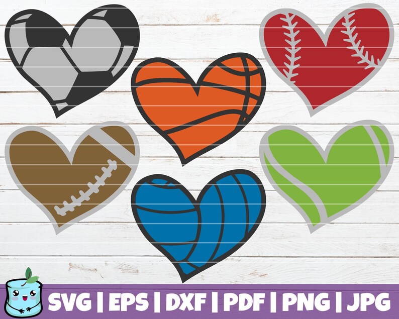 Sport Hearts SVG Bundle SVG Cut Files Commercial Use - Etsy