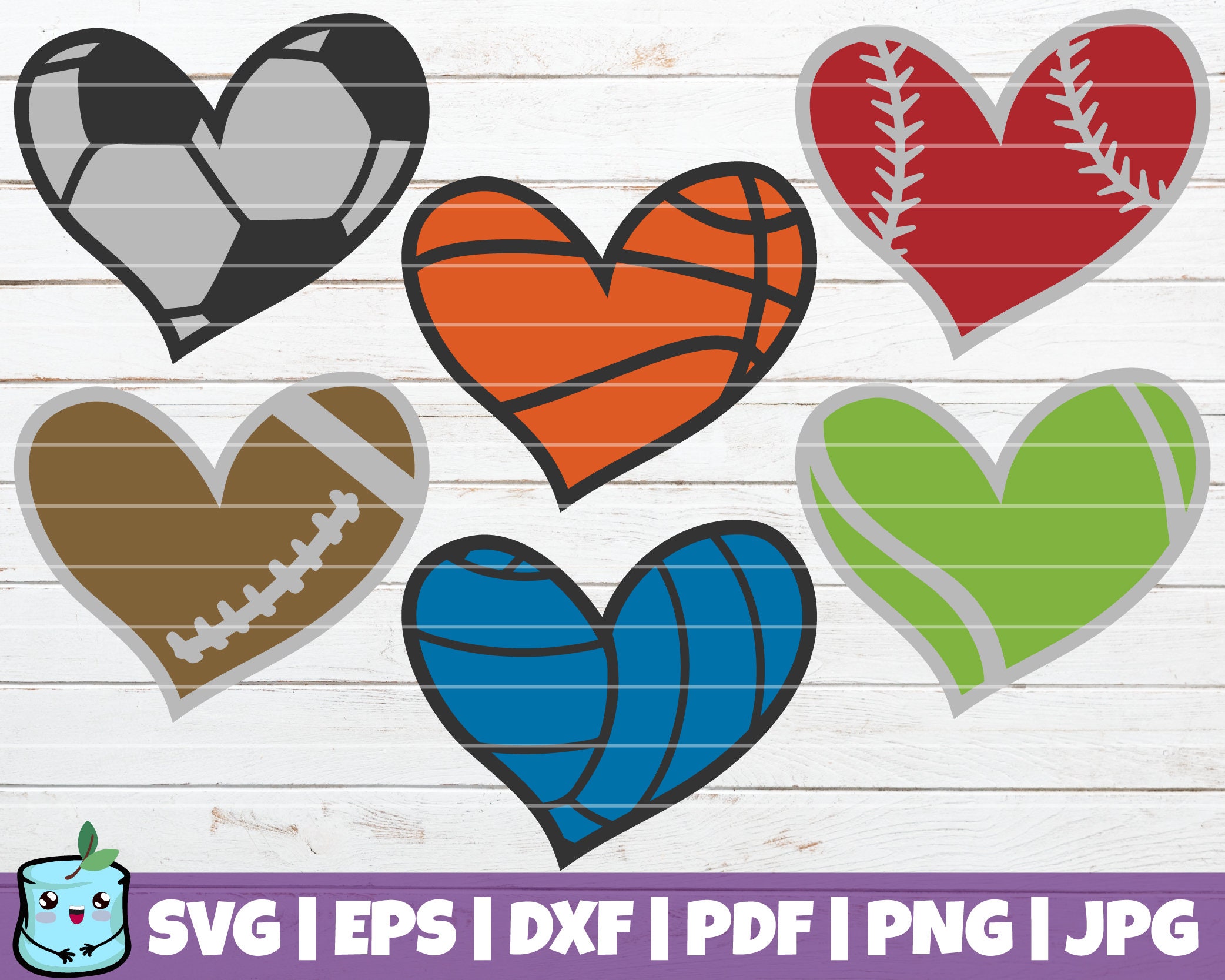Sport Hearts SVG Bundle SVG cut files commercial use | Etsy