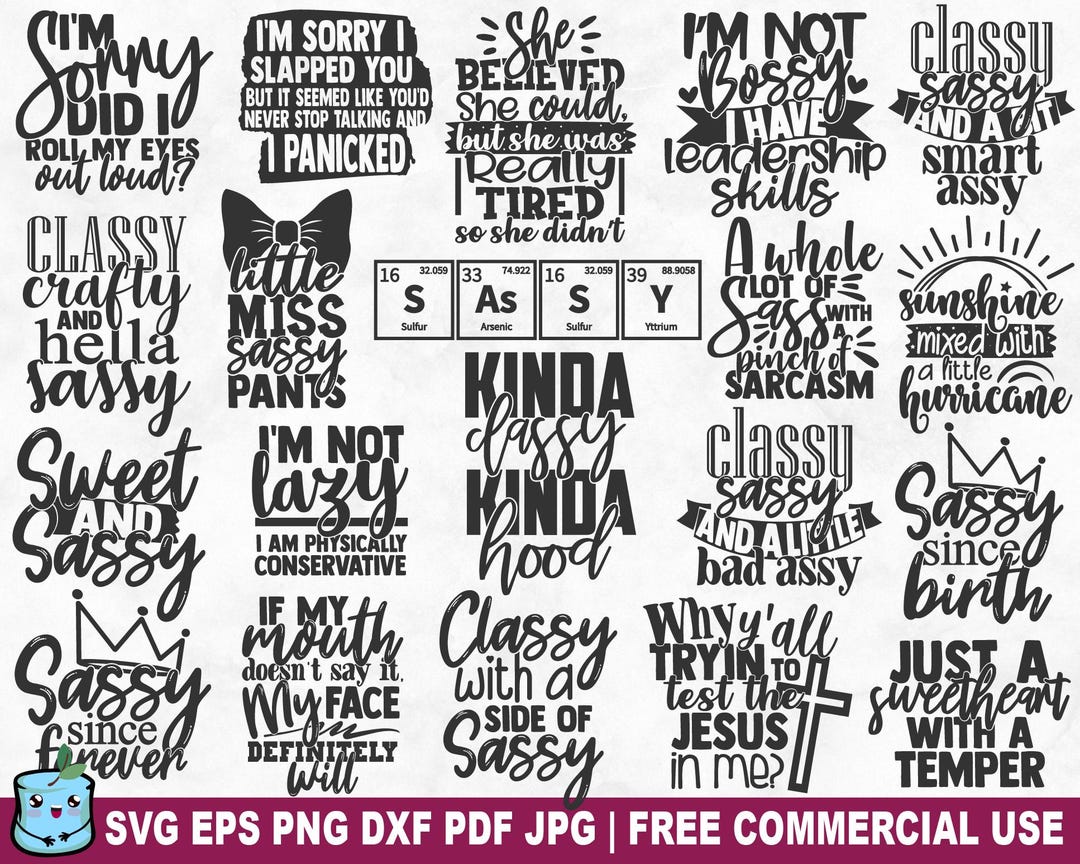 Sassy SVG Bundle, Sassy Funny Sarcastic SVG Cut File for Cricut ...