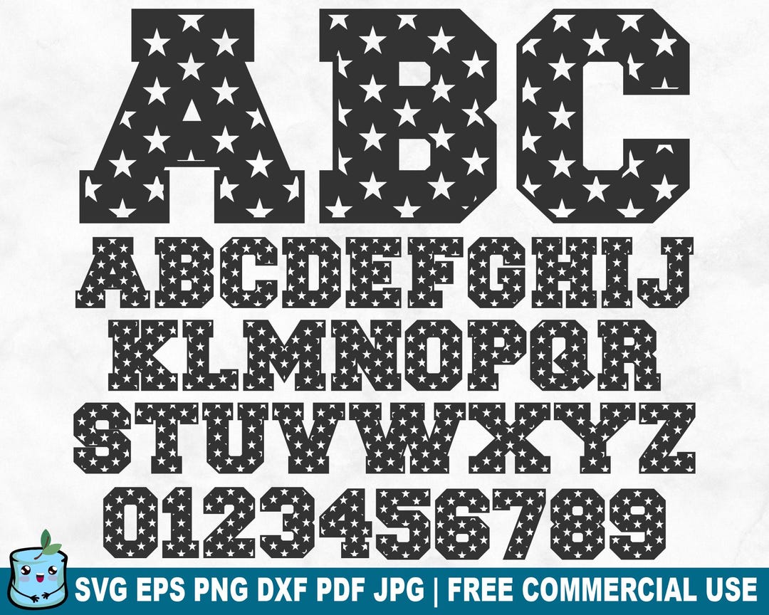 Stars Alphabet and Numbers SVG Cut File, Stars Letters for Cricut ...
