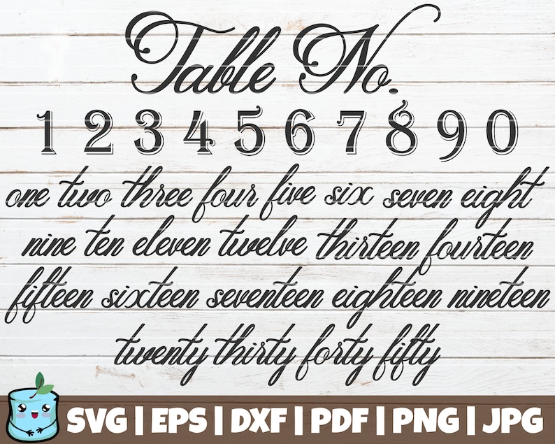 Wedding Table Numbers SVG Cut Files Calligraphy Numbers - Etsy