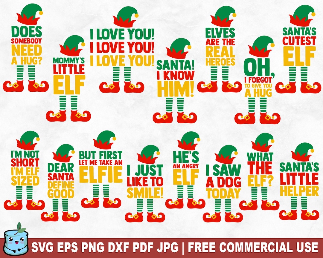 Elf Sayings SVG Bundle, Funny Christmas Elves Holiday Winter SVG Cut ...