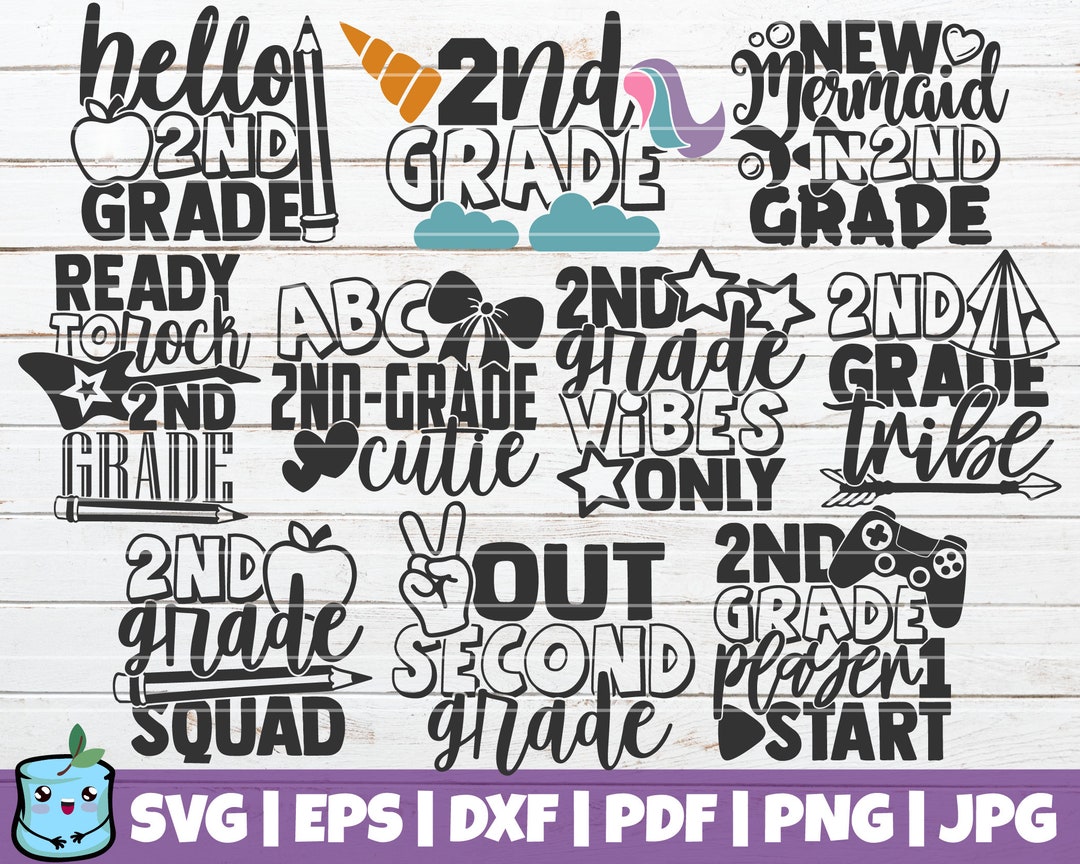 2nd Grade SVG Bundle | Second Grade Shirt Print SVG Cut Files ...