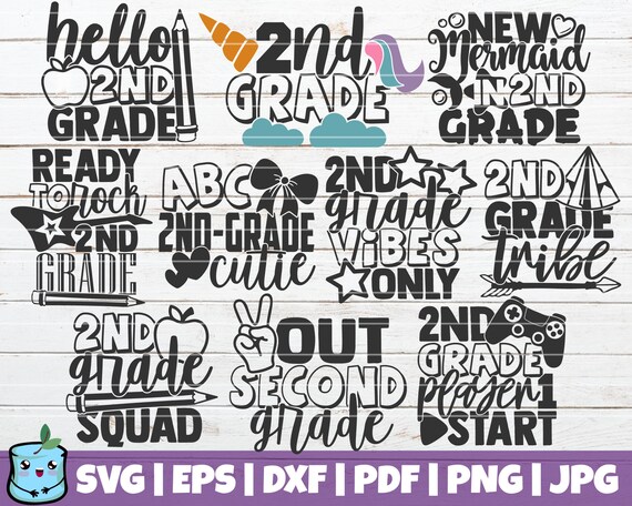 2nd Grade SVG Bundle Second Grade Shirt Print SVG Cut Files - Etsy