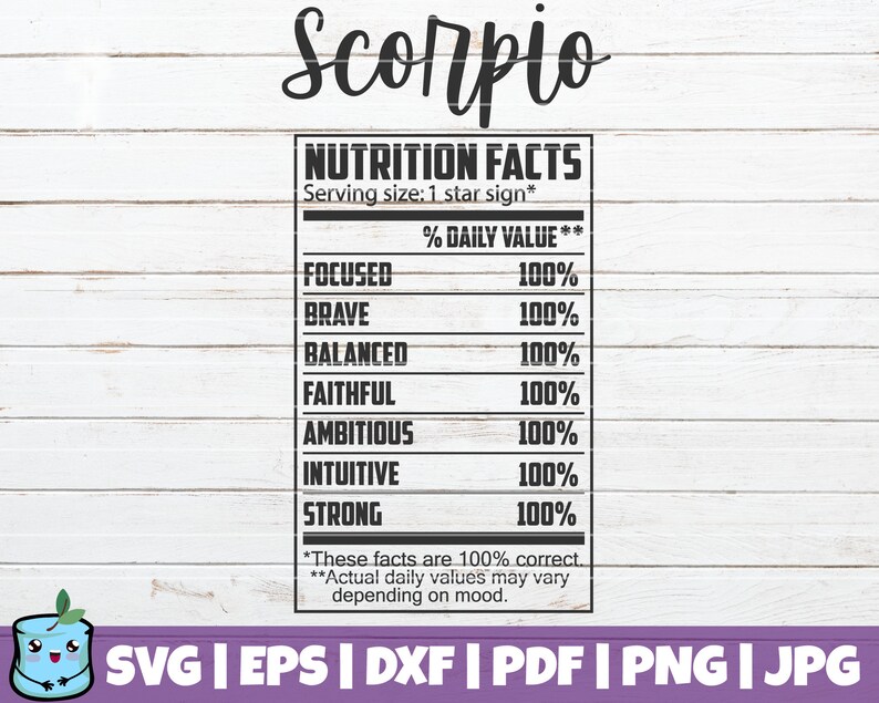 Scorpio Nutrition Facts Svg Cut File Commercial Use Etsy Israel