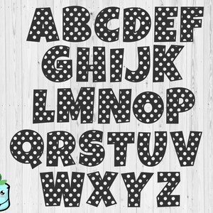 Polka Dot Alphabet and Numbers SVG Cut File | Dotted Font | Commercial ...