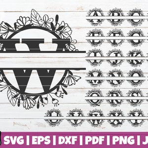 Split Floral Monogram Alphabet SVG Bundle SVG Cut File - Etsy