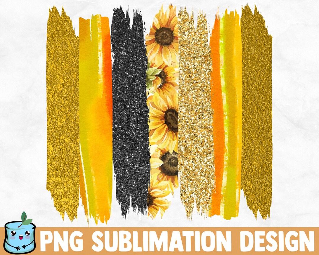 Gold Sunflower Brush Strokes | Sunflower Sublimation Design ...