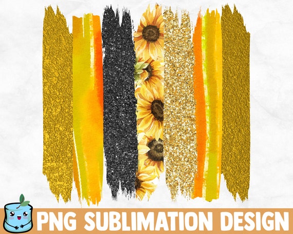 Gold Sunflower Brush Strokes Sunflower Sublimation Design - Etsy