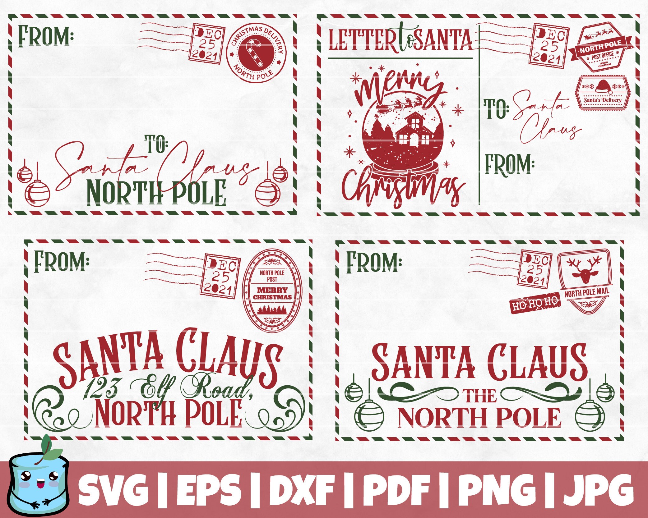 Letters to Santa SVG Bundle SVG Cut Files Instant Download - Etsy UK