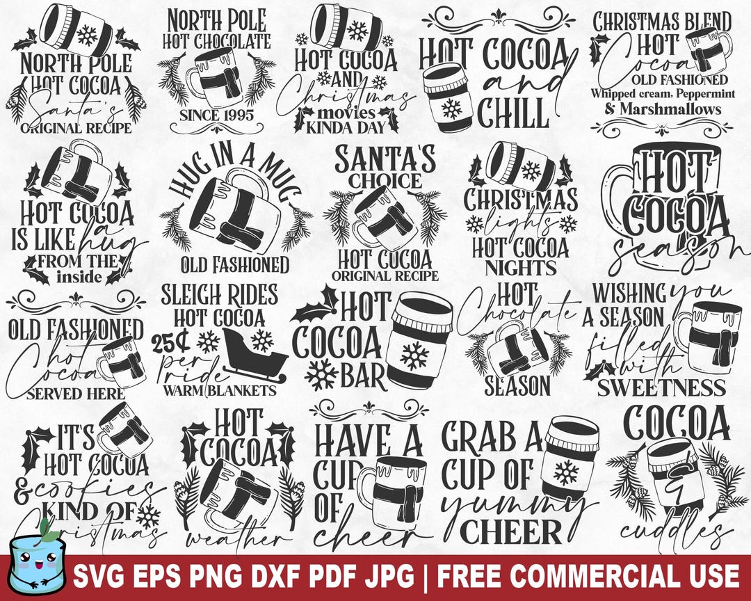 Christmas Hot Chocolate SVG Bundle | SVG Cut Files | Instant Download ...