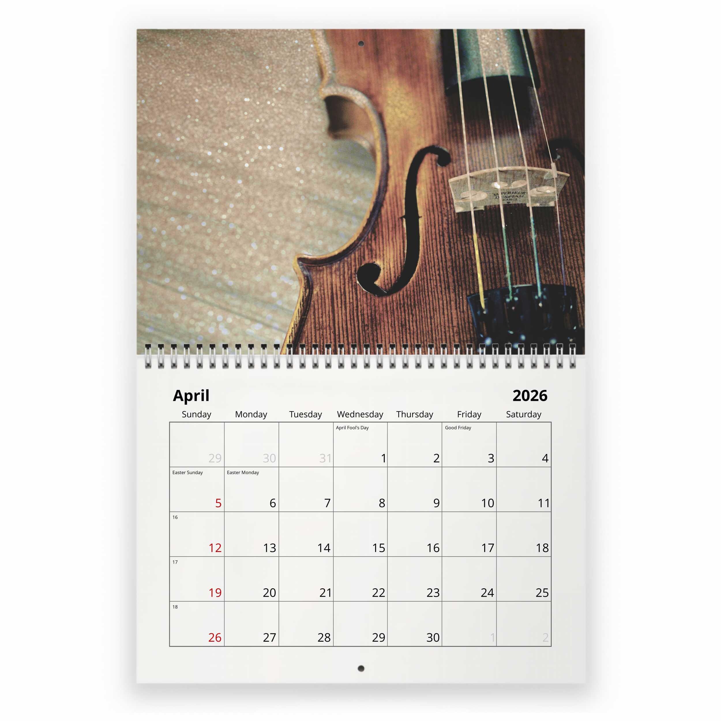 Violin 2026 Wall Calendar ID:W26127 - Etsy