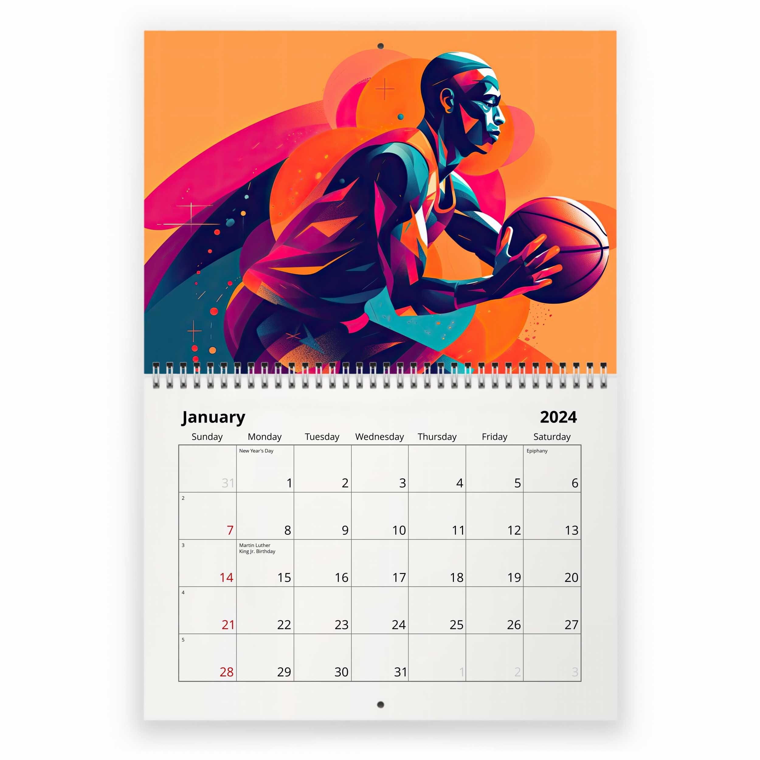Basketball 2024 Wall Calendar sold by Rivkah-Masterful | SKU 4604175 ...