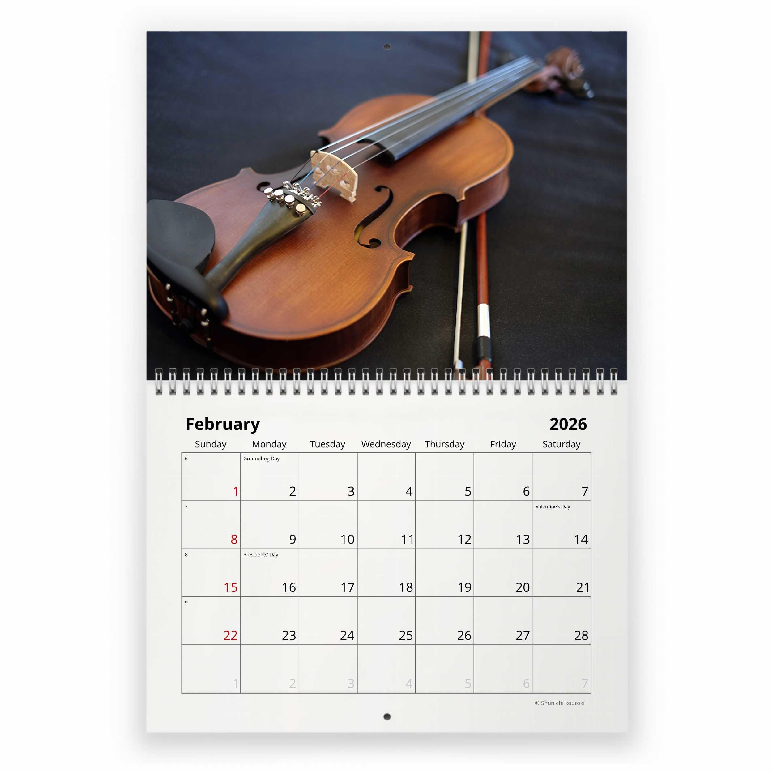 Violin 2026 Wall Calendar ID:W26127 - Etsy