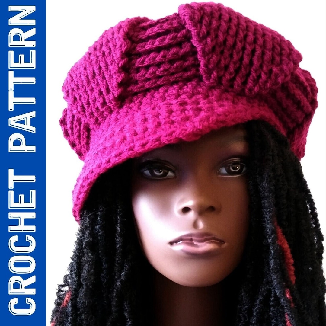 Crochet Newsboy Cap Pattern, Crochet Newsboy Hat, Beret With Brim ...