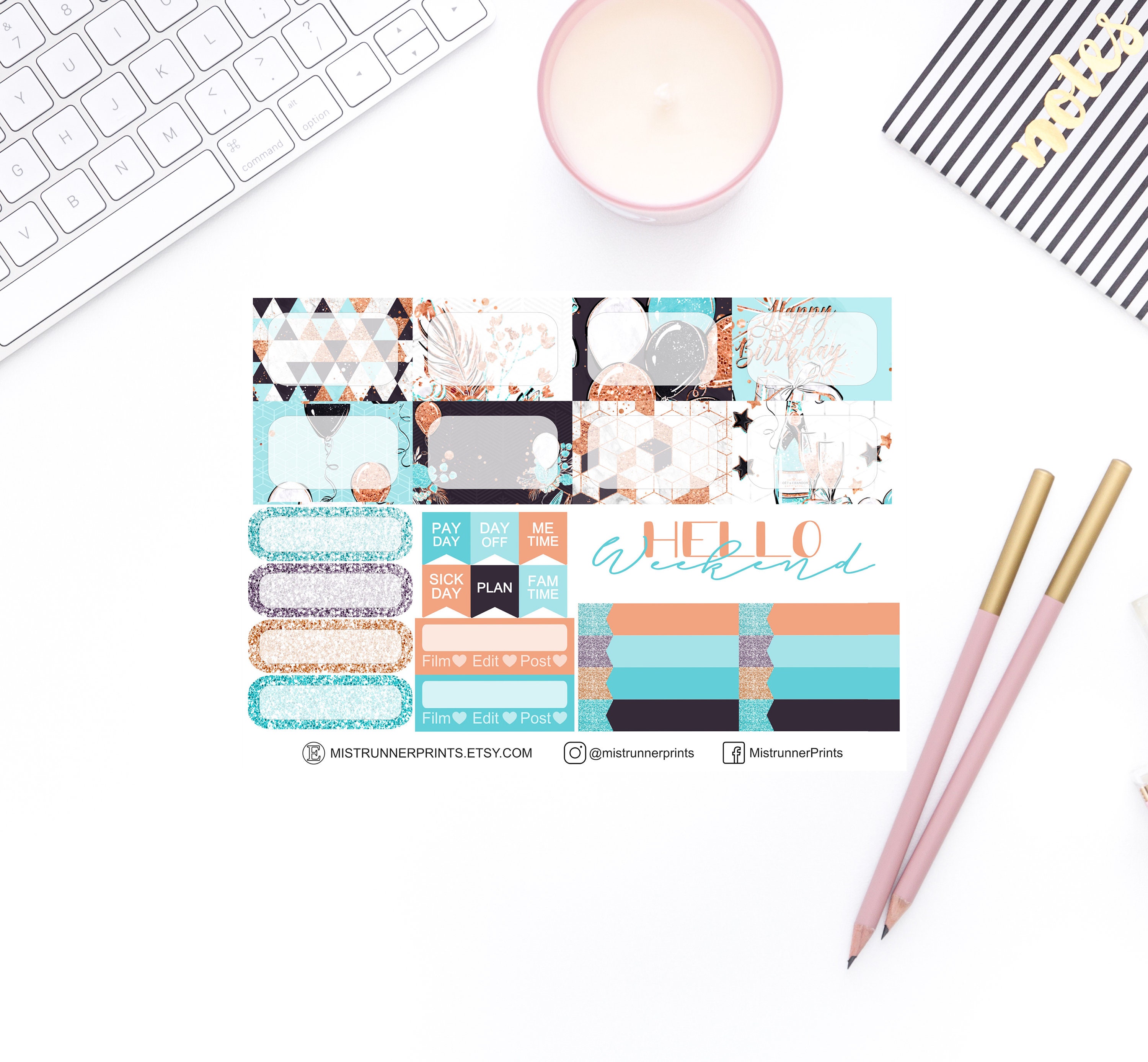 Birthday Party Planner Stickers Weekly Kit - Etsy