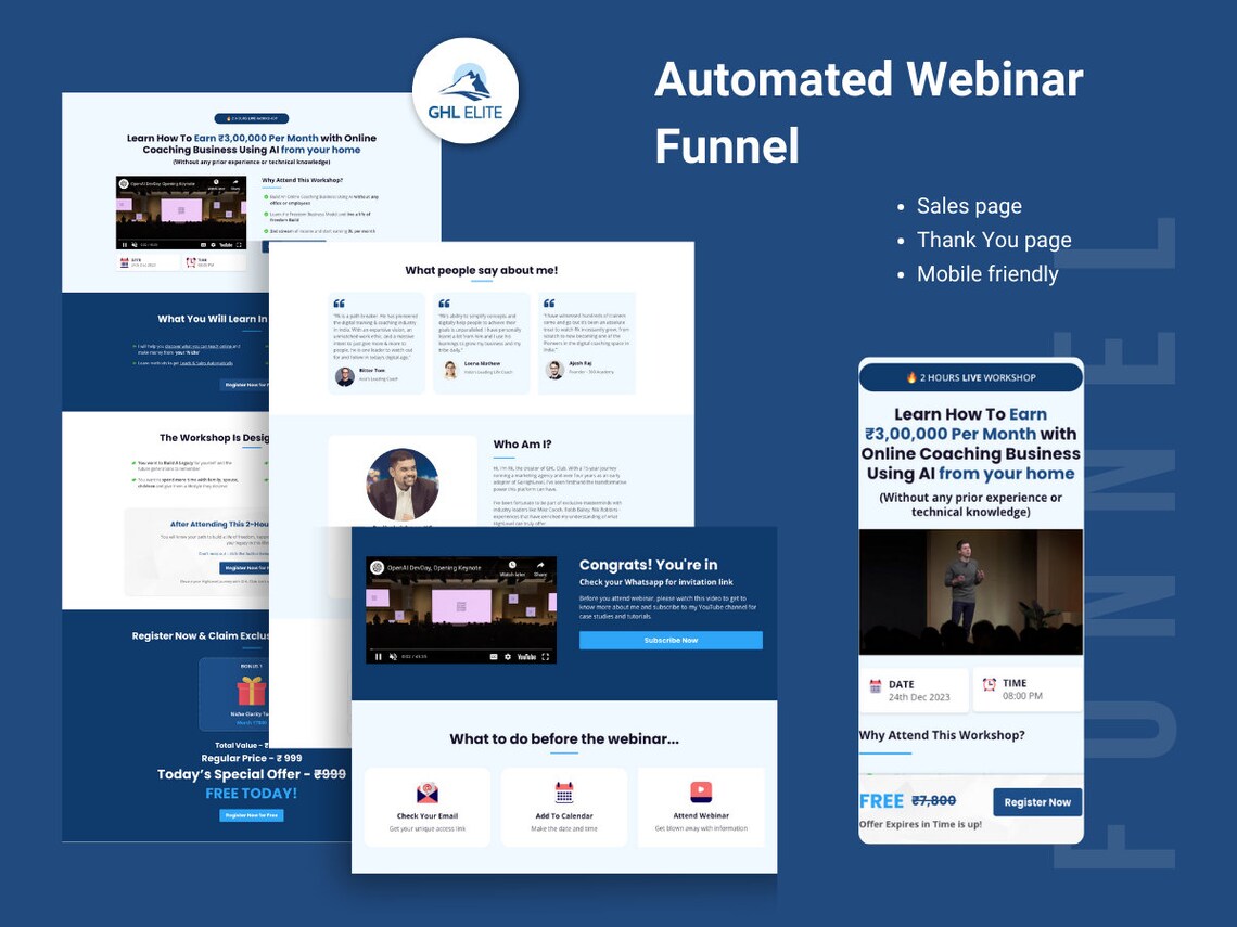 Automated Webinar Funnel Template for Gohighlevel - Etsy