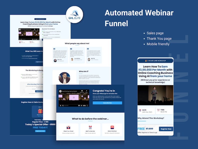 Automated Webinar Funnel Template for Gohighlevel - Etsy