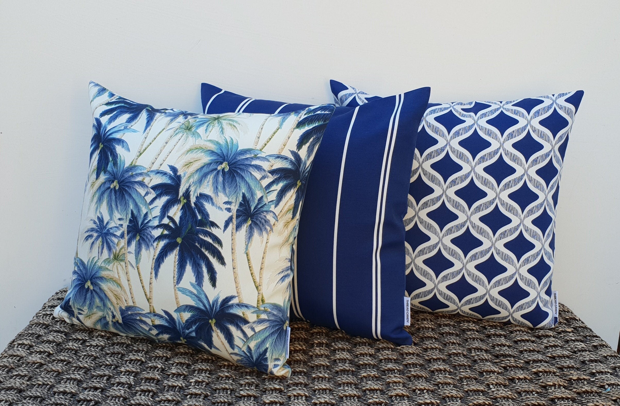Navy Blue Hamptons Style Outdoor Cushion Cover Cover Only | Etsy