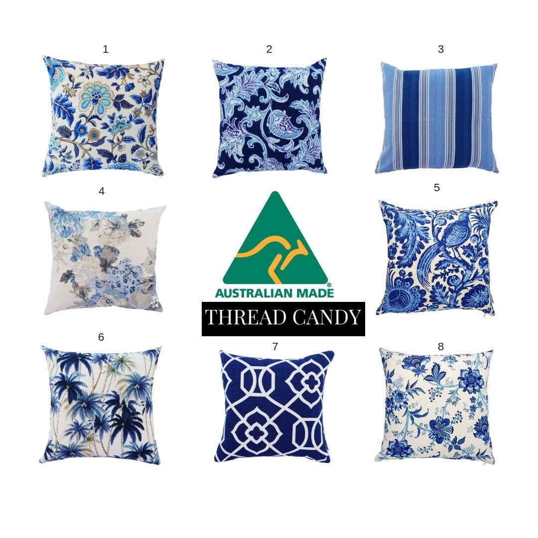 Hamptons Style Cushion Cover, Cover Only, Hampton's Pillows, Blue and ...