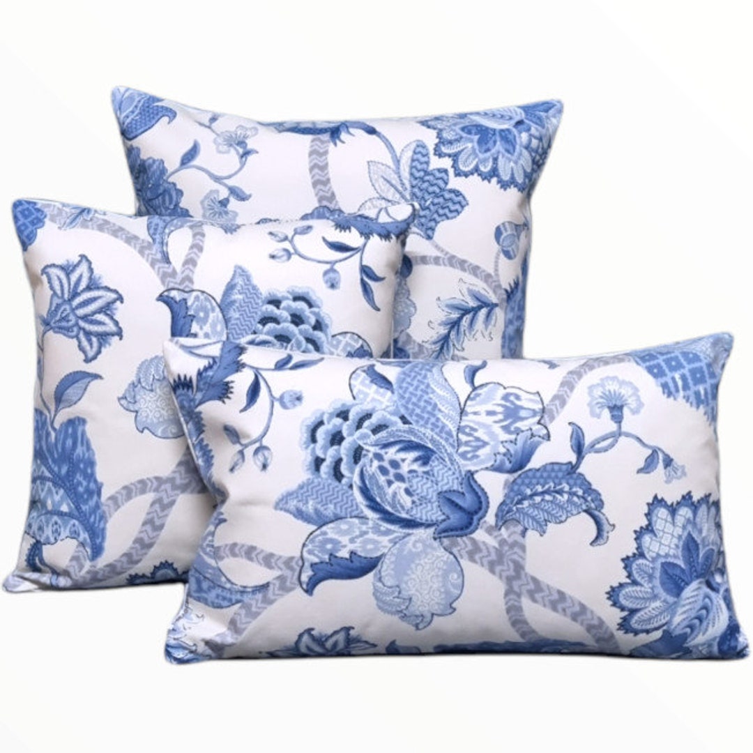 Blue Hamptons Style Floral Cushion Cover, Hamptons Pillow, Cover Only ...