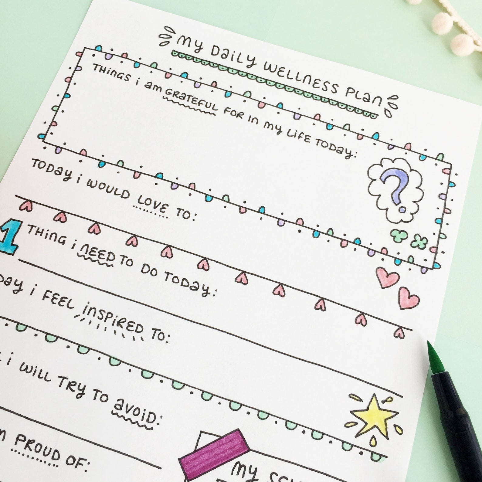 Daily Wellness Planner Printable PDF Download Self-care and Wellbeing ...