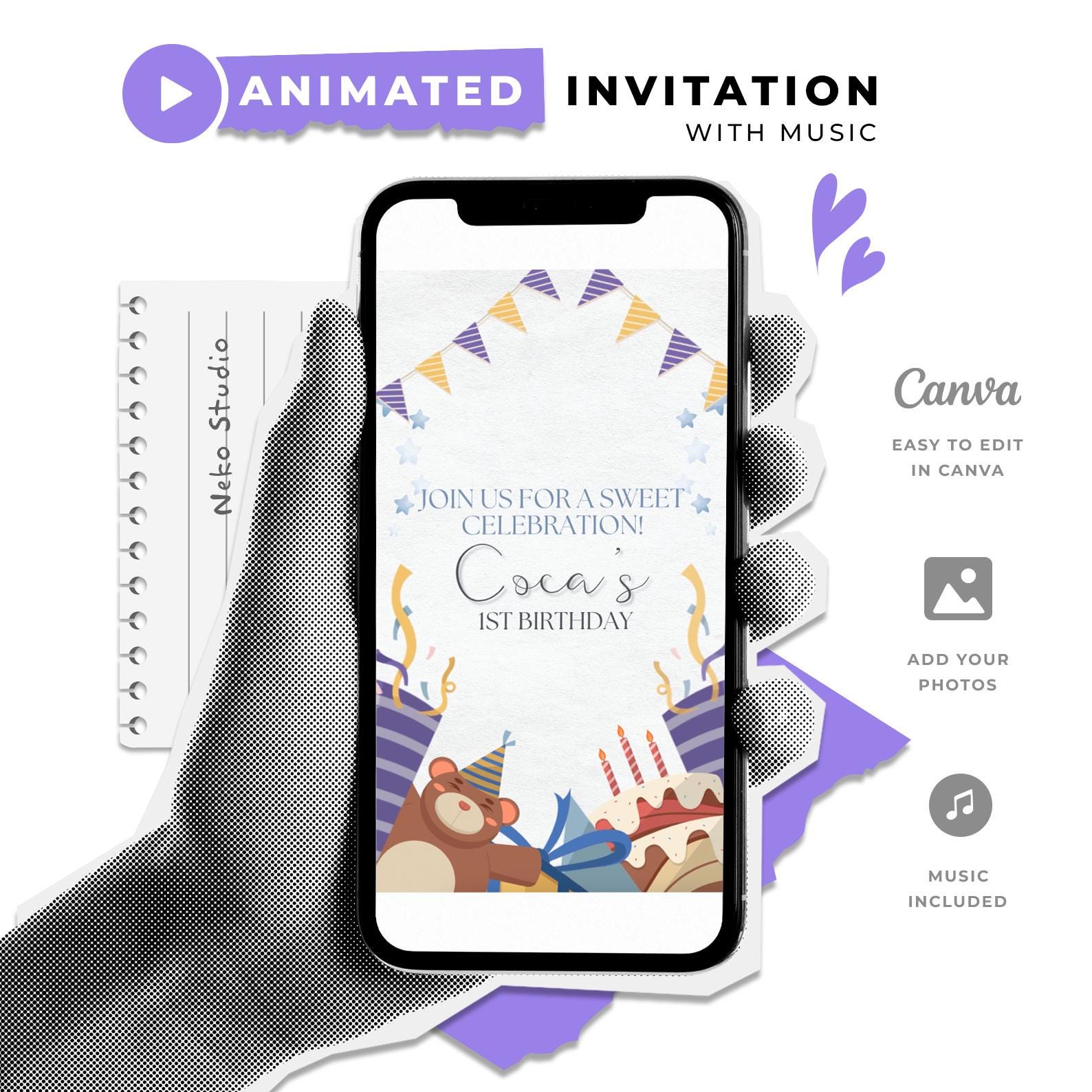 Animated Birthday Video Invitation | Editable Canva Template | Boys ...