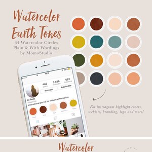 Earth Tones Watercolor Circles Clipart Instagram Story - Etsy