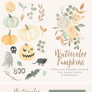 Watercolor Pumpkin Clipart, Autumn Fall Clipart, Halloween Clipart ...