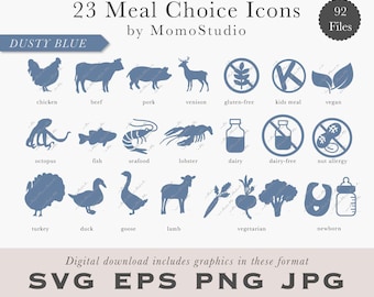 40 Meal Choice Icons PNG and JPG, Transparent Background, Digital Meal ...