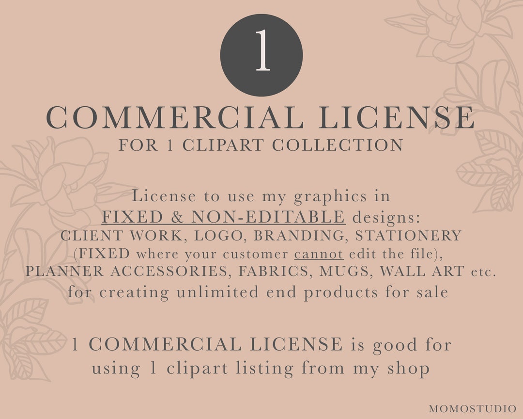 Commercial Use License for SINGLE Product /B01-01 - Etsy