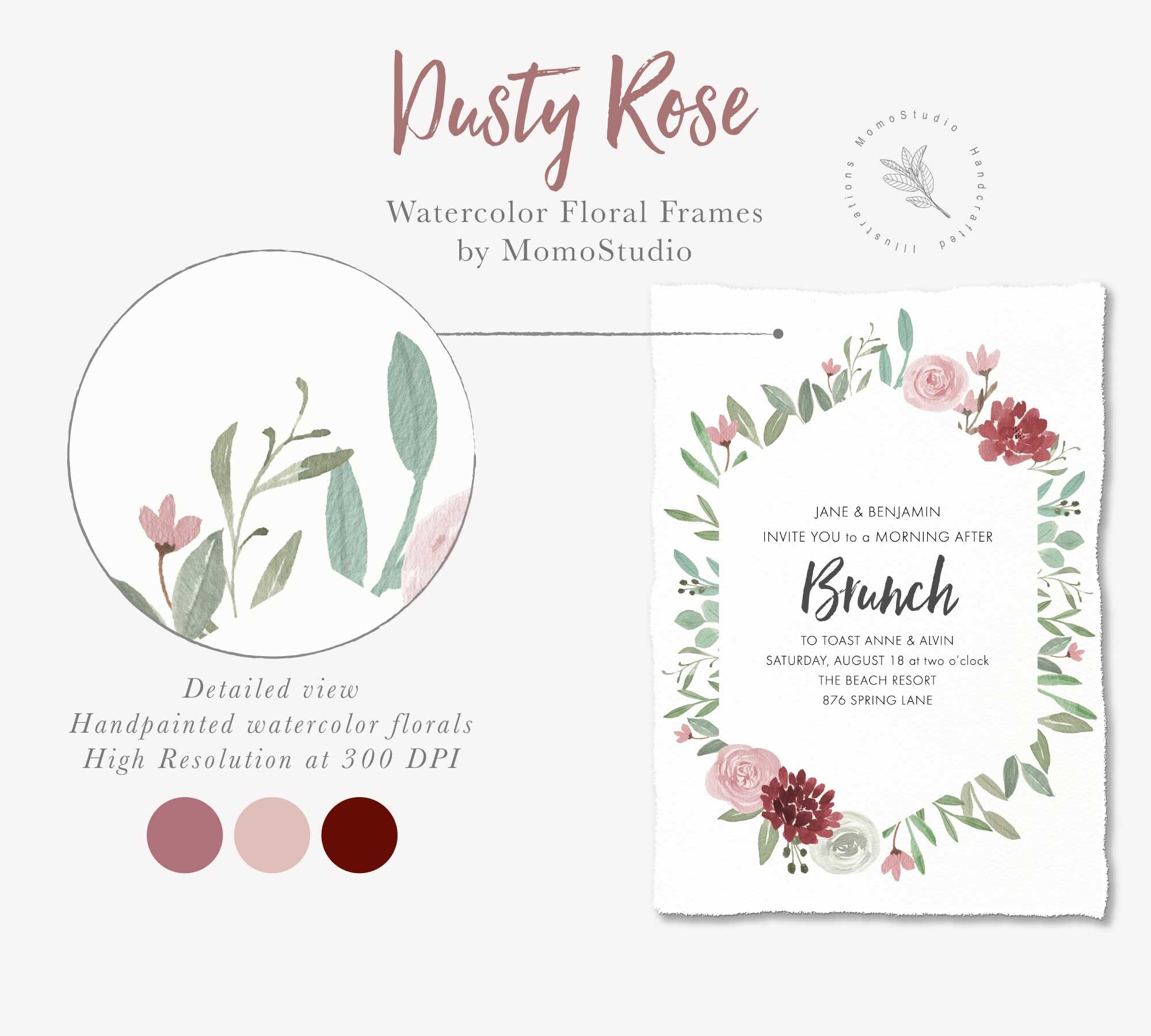 Dusty Rose Burgundy Watercolor Floral Frames Clipart Fall - Etsy Dusty Rose Burgundy Watercolor Floral Frames Clipart Fall - Etsy