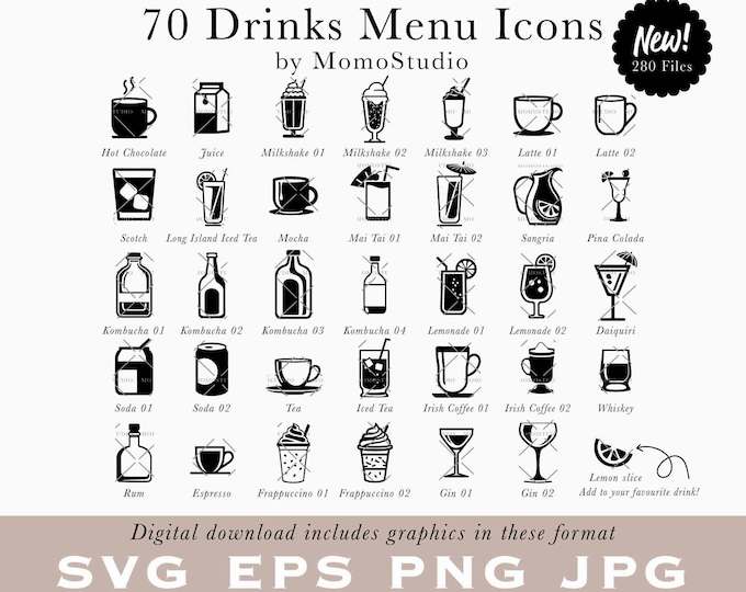 Bar Menu Icons Wedding Drinks Menu Clipart Wedding Drinks Signage ...