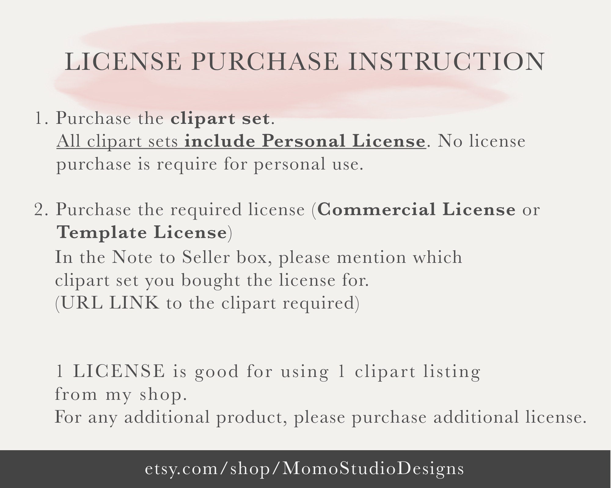 Commercial Use License for SINGLE Product /B01-01 - Etsy