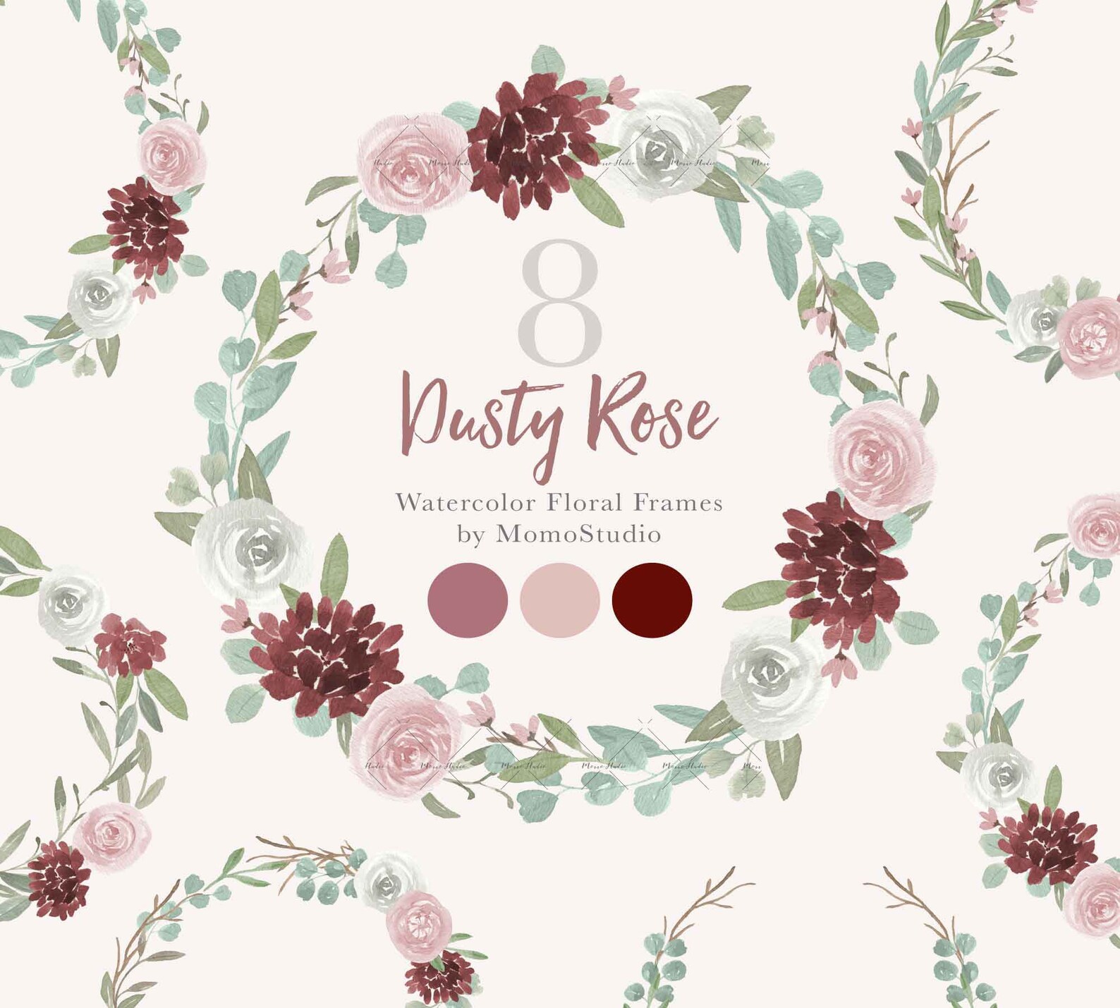 Dusty Rose Burgundy Watercolor Floral Wreaths Clipart Fall | Etsy Dusty Rose Burgundy Watercolor Floral Wreaths Clipart Fall | Etsy