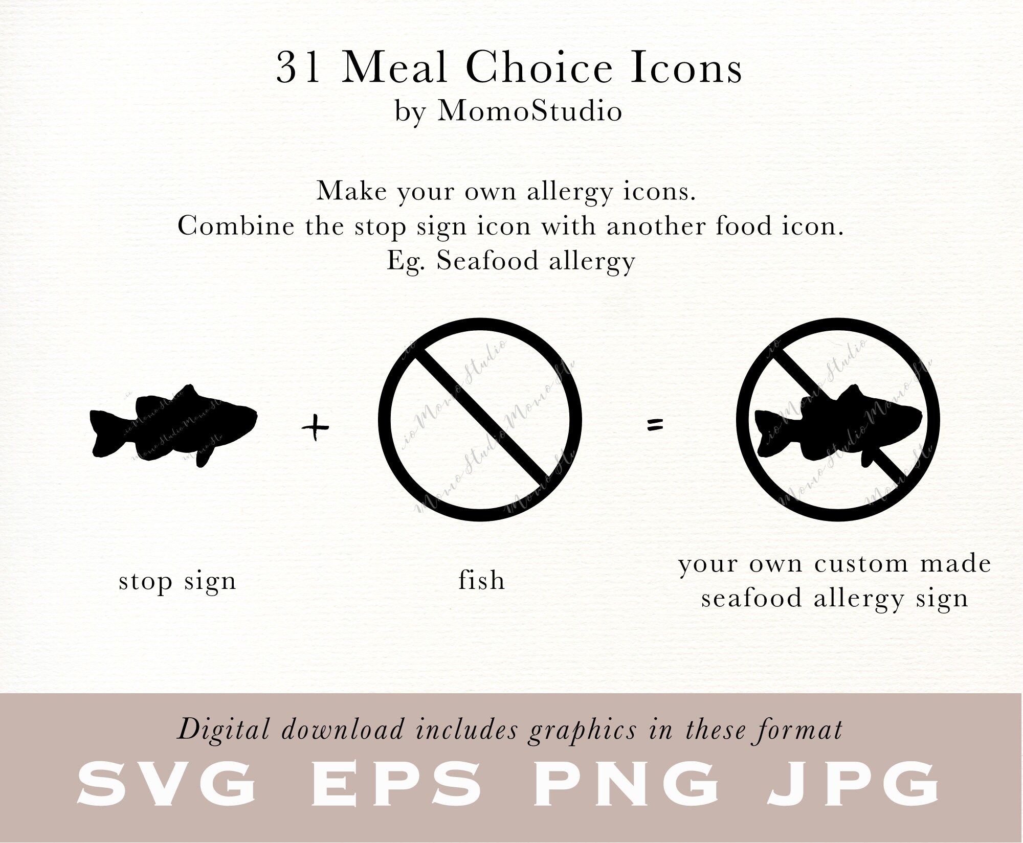 Meal Choice Icons in SVG EPS PNG jpg Beef Vegetarian | Etsy