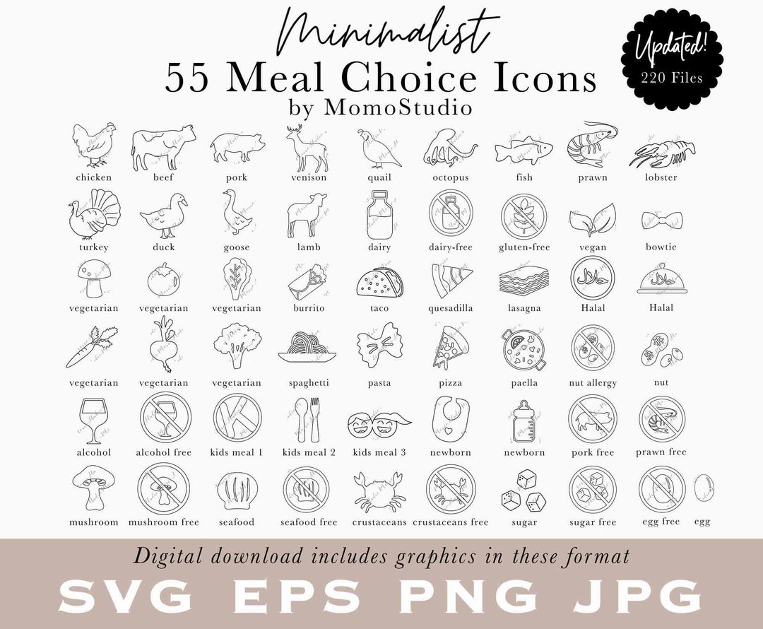 Meal Choice Icons in SVG EPS PNG Jpg Minimalist Food Icons Beef ...