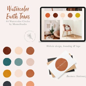 Earth Tones Watercolor Circles Clipart Instagram Story - Etsy